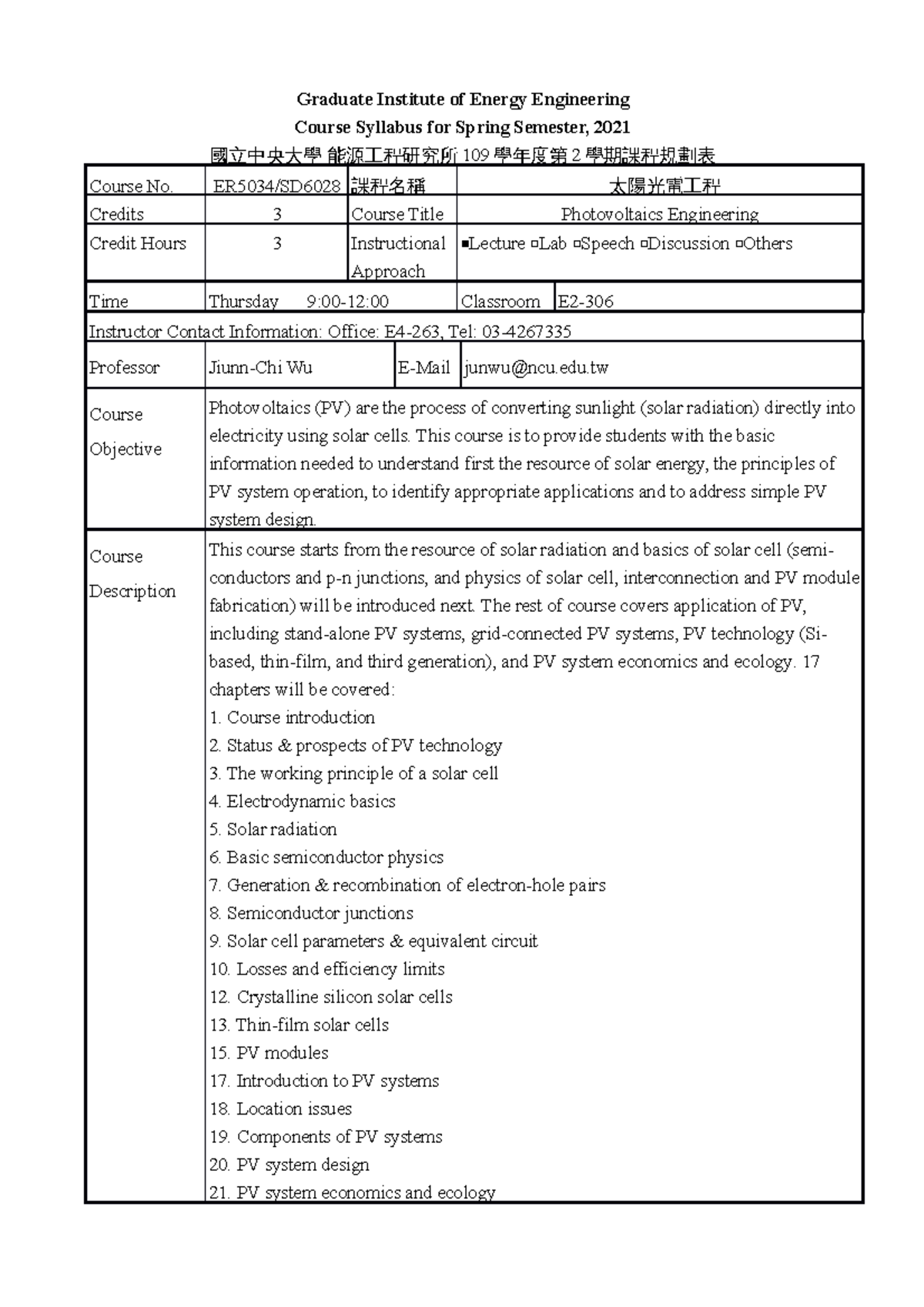 ER 5034 course syllabus-2021 - Graduate Institute of Energy Engineering ...