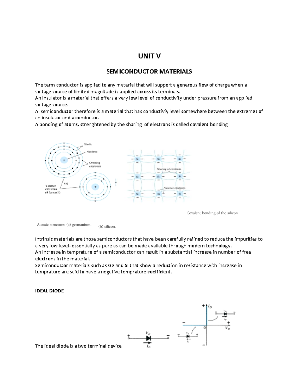 Unit 5 Semiconductor devices - UNIT V SEMICONDUCTOR MATERIALS The term ...