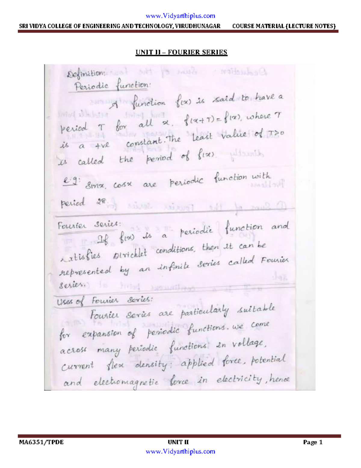 DM 2 - Lecture notes UNIT2 - SRI VIDYA COLLEGE OF ENGINEERING AND ...