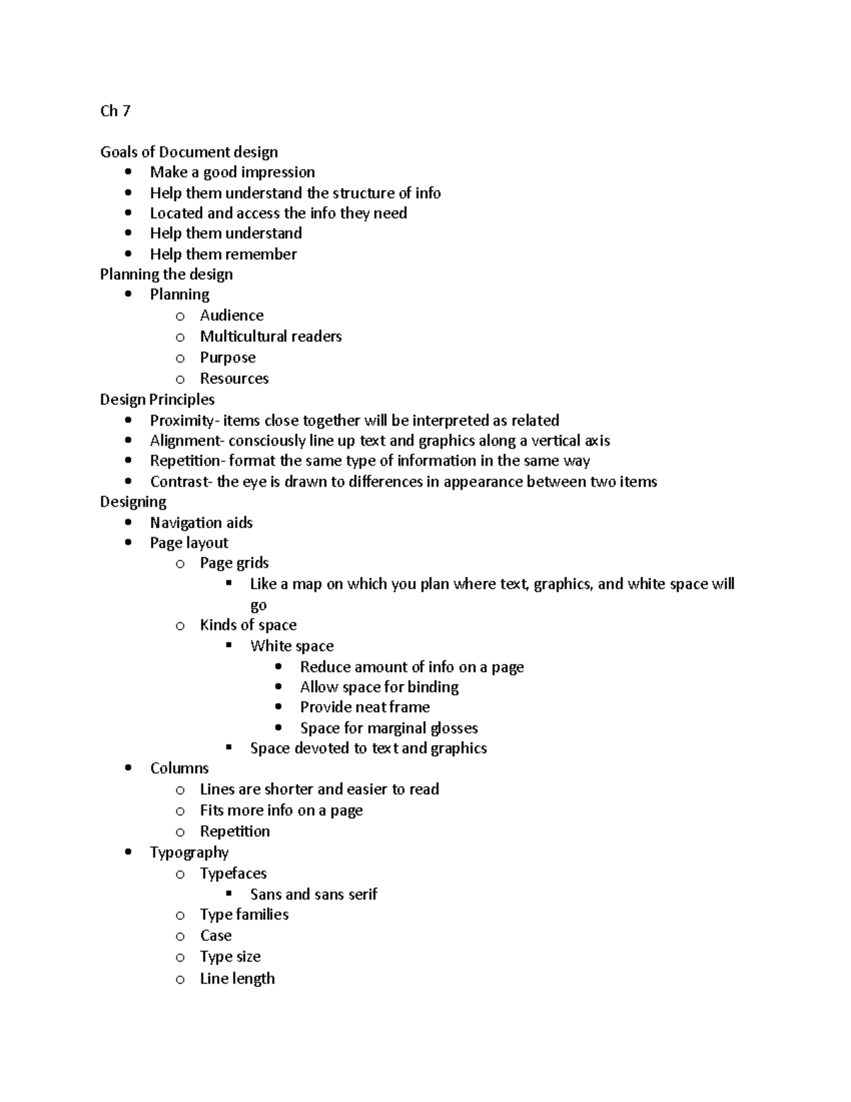 Ch 7 and 12 - Summary Technical Communication - Ch 7 Goals of Document ...