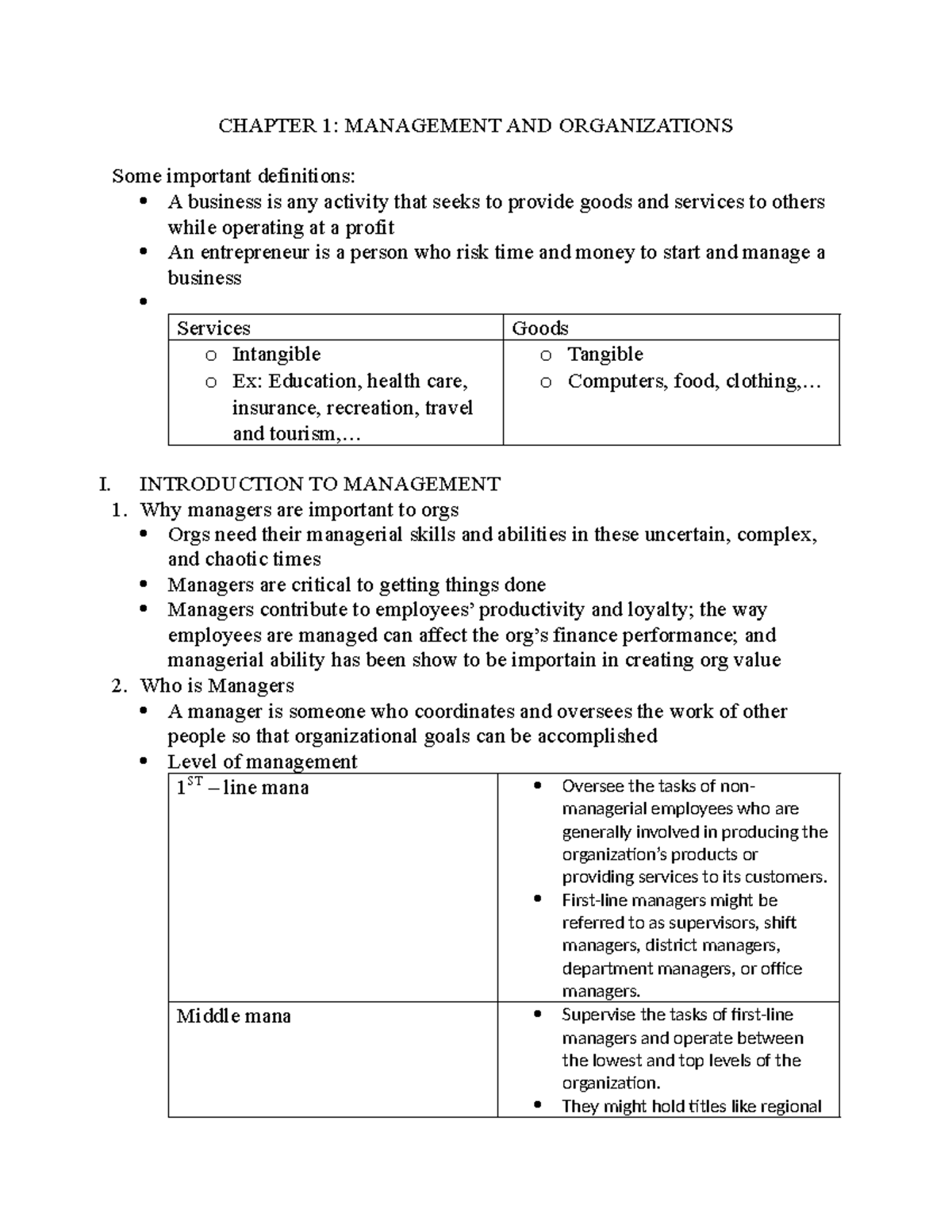 Chapter 1 - just for freeee - CHAPTER 1: MANAGEMENT AND ORGANIZATIONS ...
