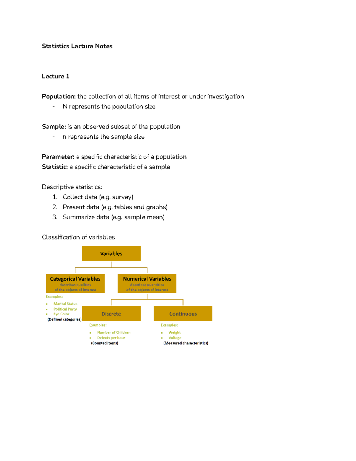 Statistics Lecture 1 Notes - Statistics Lecture Notes Lecture 1 ...