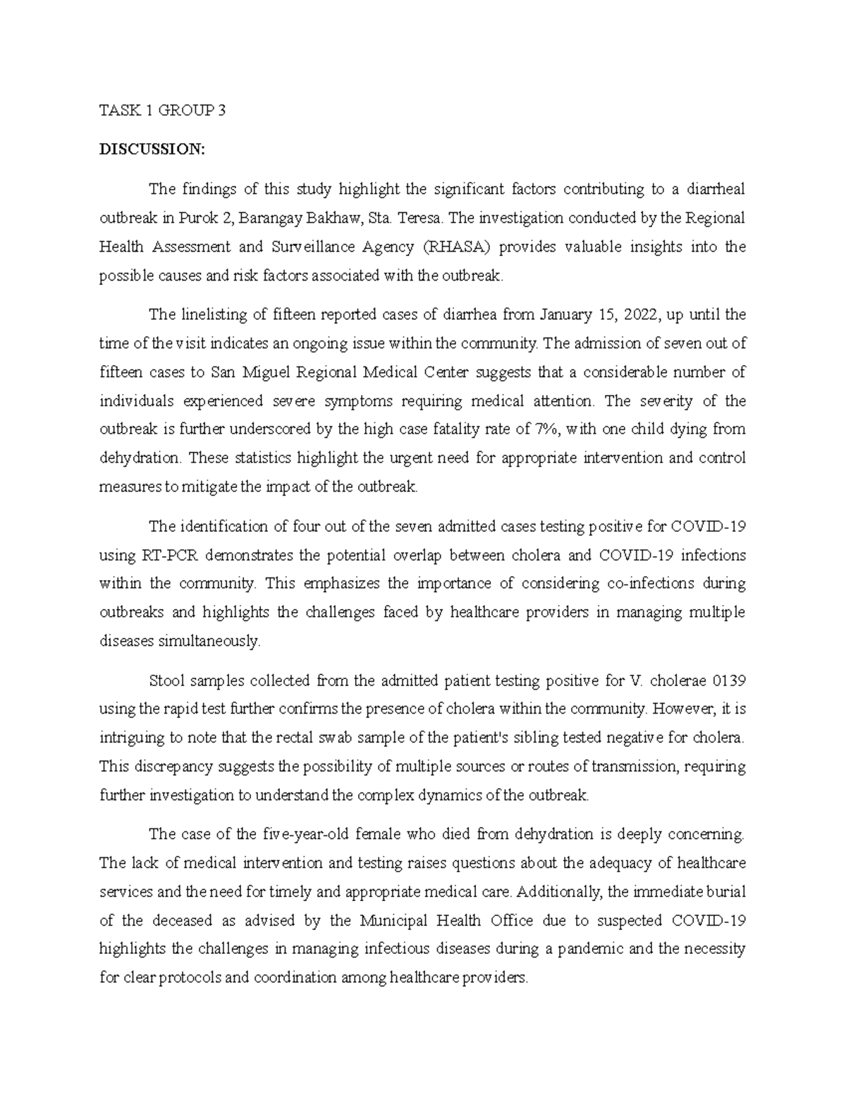 TASK 1 - TASK 1 GROUP 3 DISCUSSION: The findings of this study ...