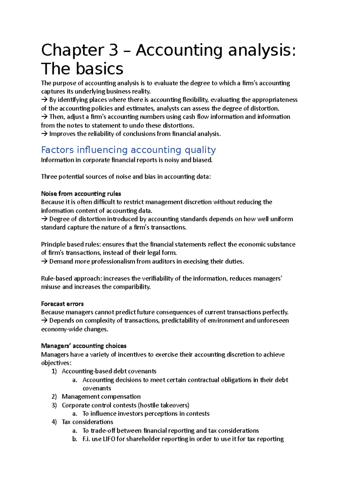 Chapter 3 – Accounting analysis - The basics - By identifying places ...