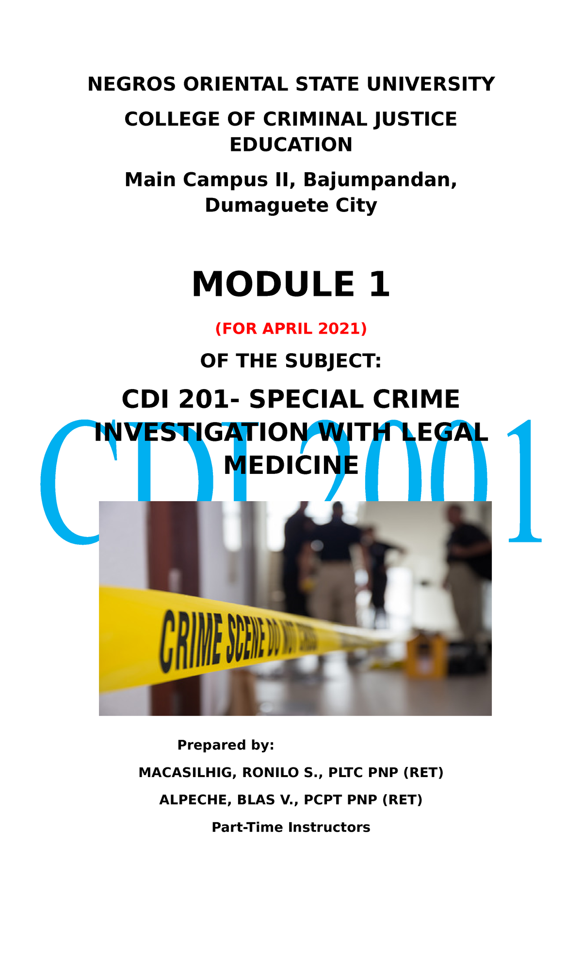 CDI 201 Module 1 - CDI 201 - NEGROS ORIENTAL STATE UNIVERSITY COLLEGE ...