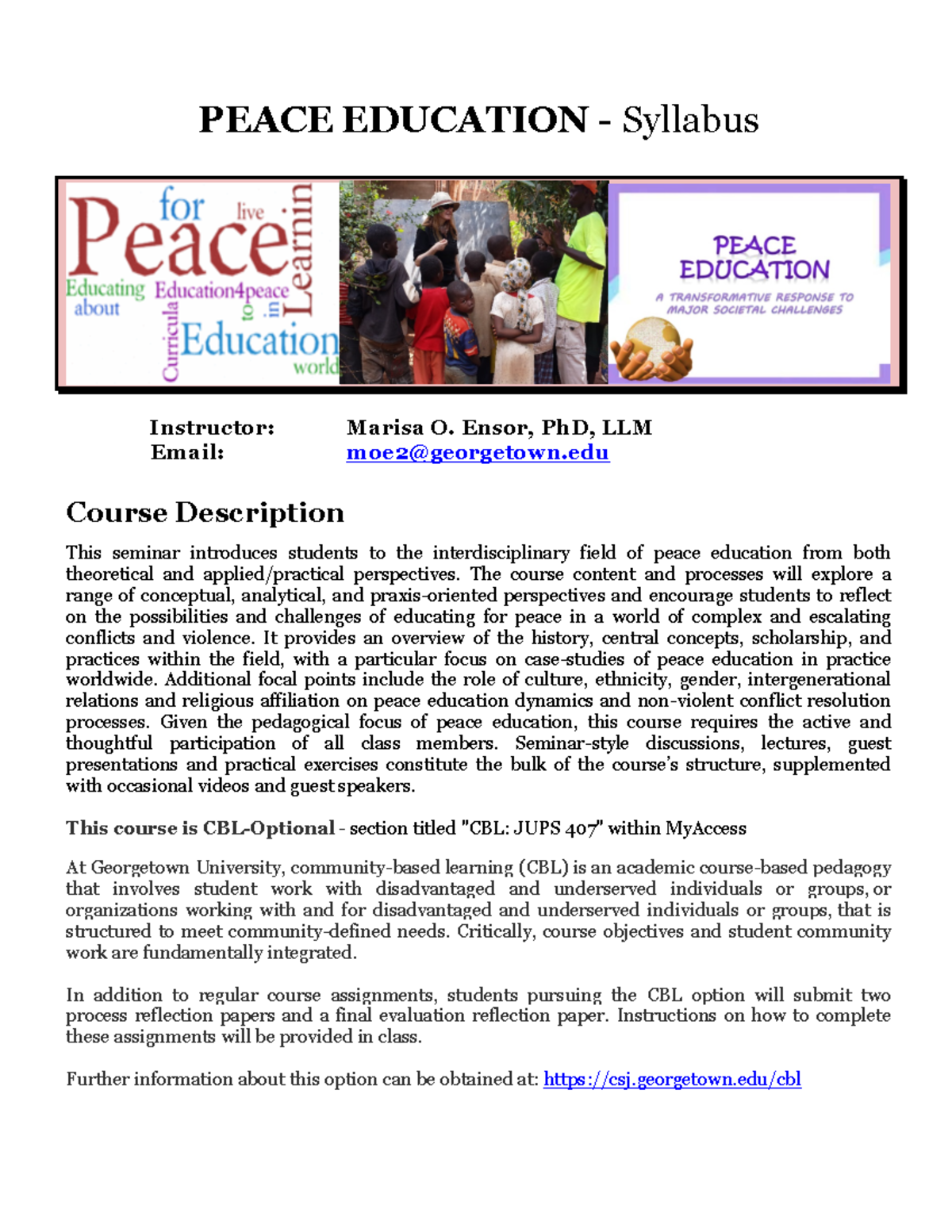 Peace-education - SUMMARY - PEACE EDUCATION - Syllabus Instructor ...