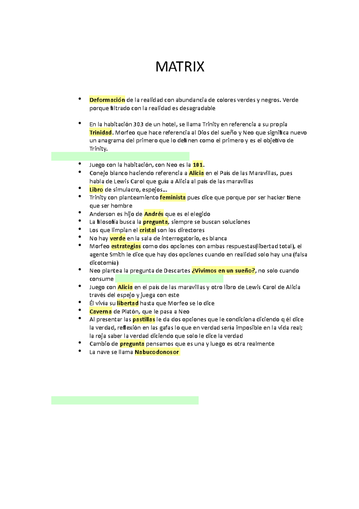 Análisis Matrix - MATRIX Deformación de la realidad con abundancia de ...