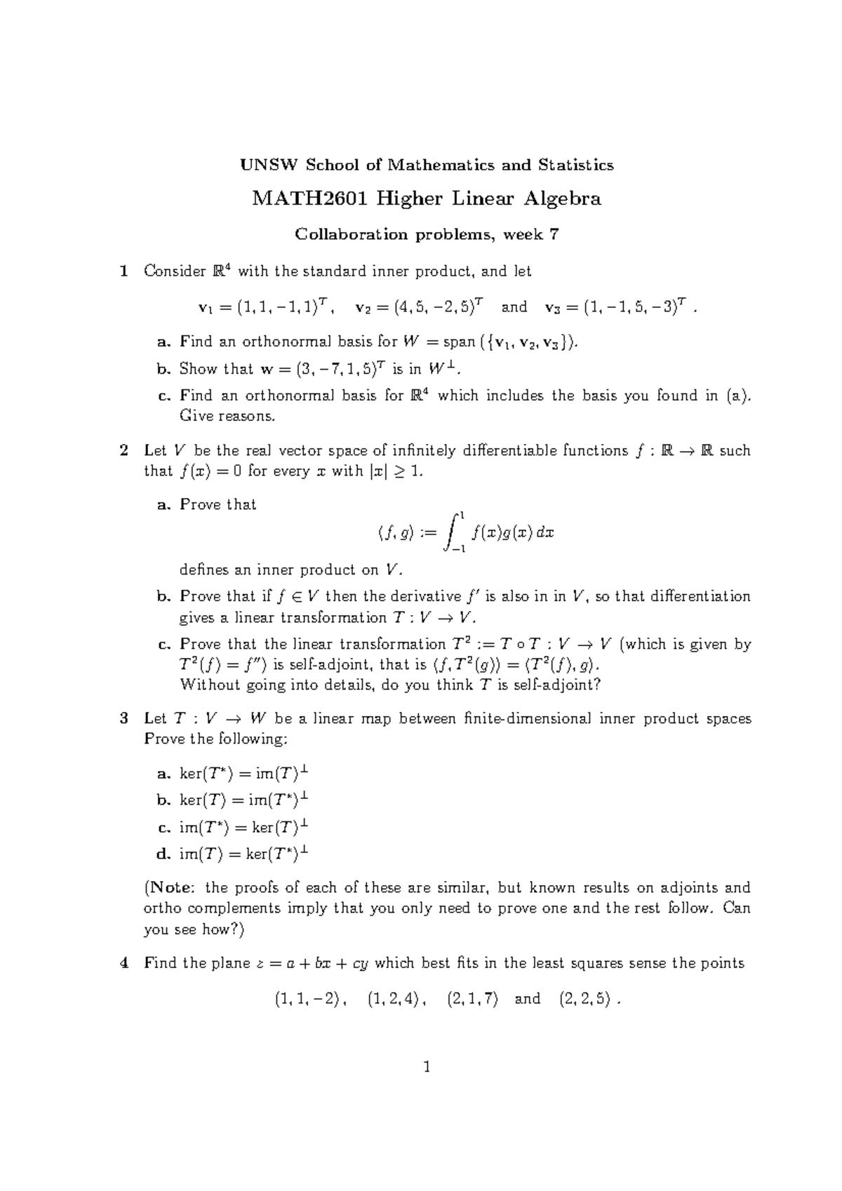 MATH2601 Collaborate 07 - UNSW School of Mathematics and Statistics MATH2601 Higher Linear ...
