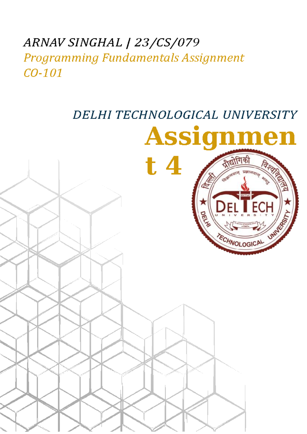 Assignment 4 - QUESTIONS - ARNAV SINGHAL | 23/CS/ Programming ...