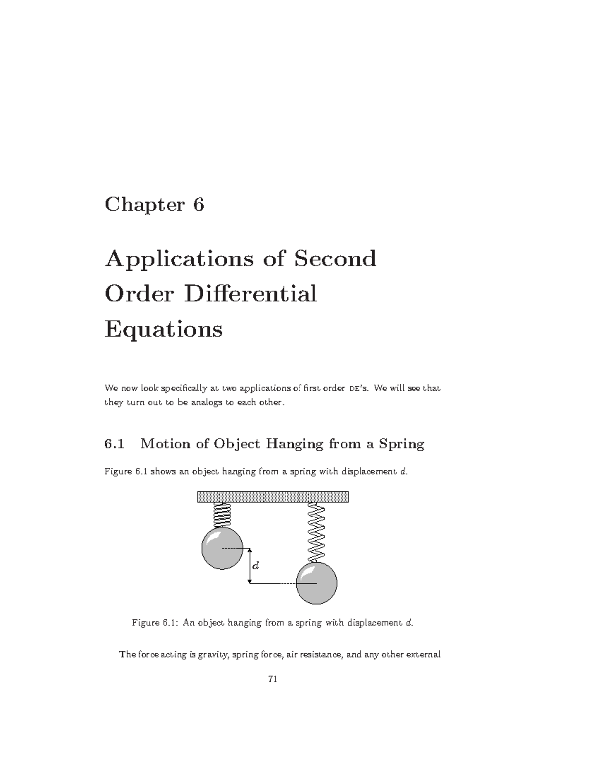 Differential equation p6 - Chapter 6 Applications of Second Order Differential Equations We now ...