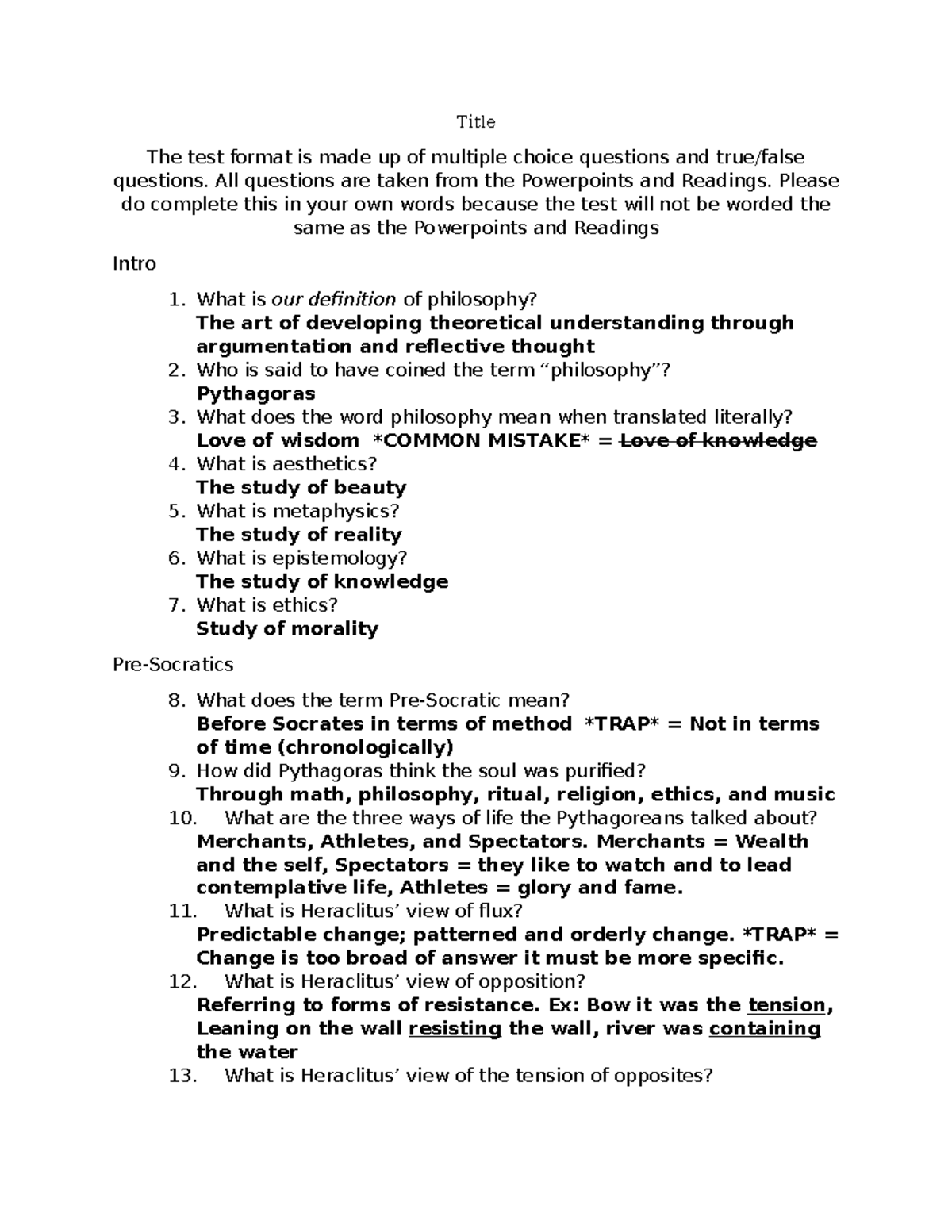 Review 1 Spring 24 - Title The test format is made up of multiple ...