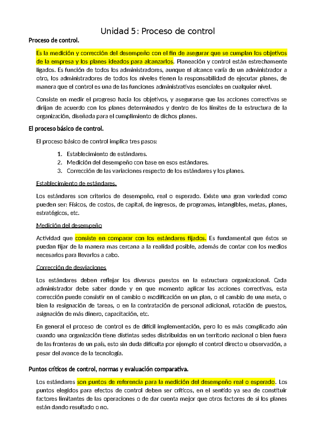 U5AG - resumen de proceso de control - Unidad 5: Proceso de control ...