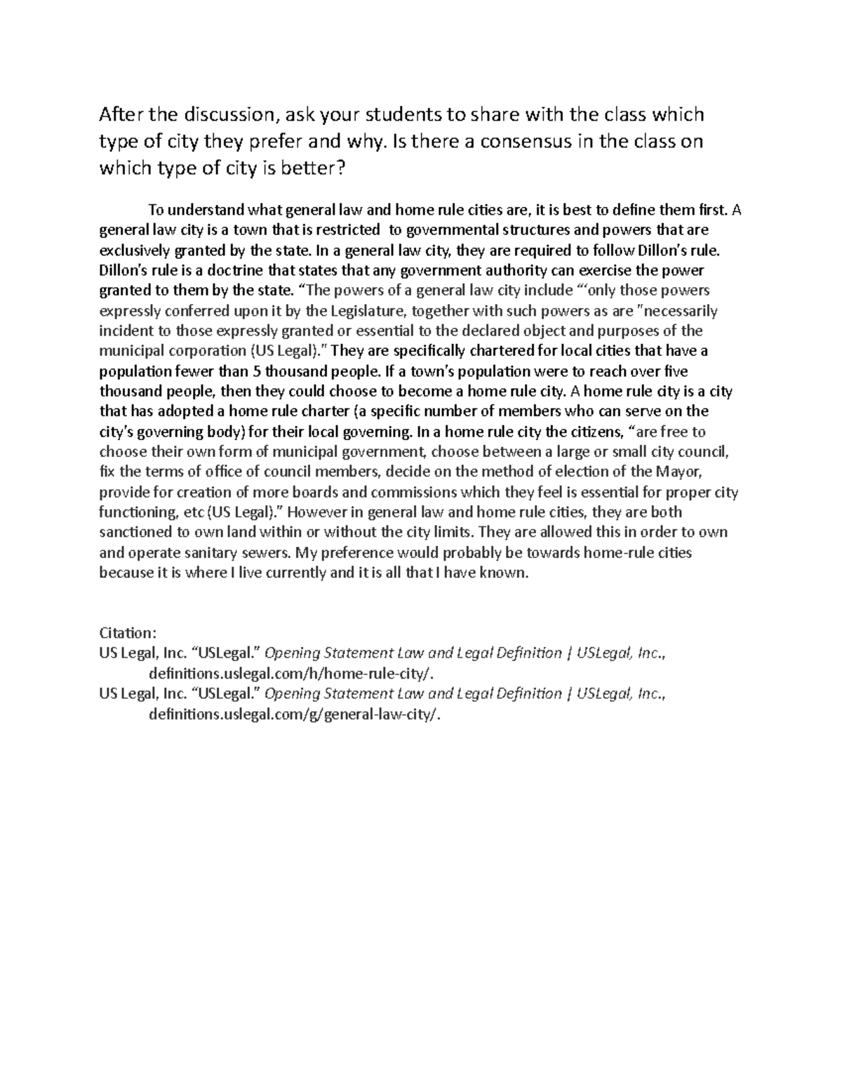 Db #10 general law and home rule - After the discussion, ask your ...