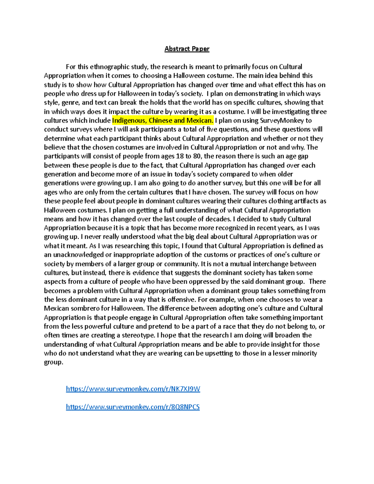 Abstract Project - essay - Abstract Paper For this ethnographic study ...