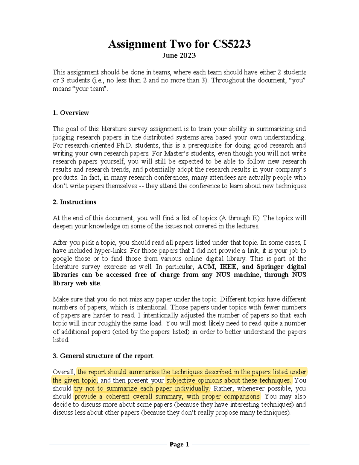 Assignment Two - , no less than 2 and no more than 3). Throughout the ...