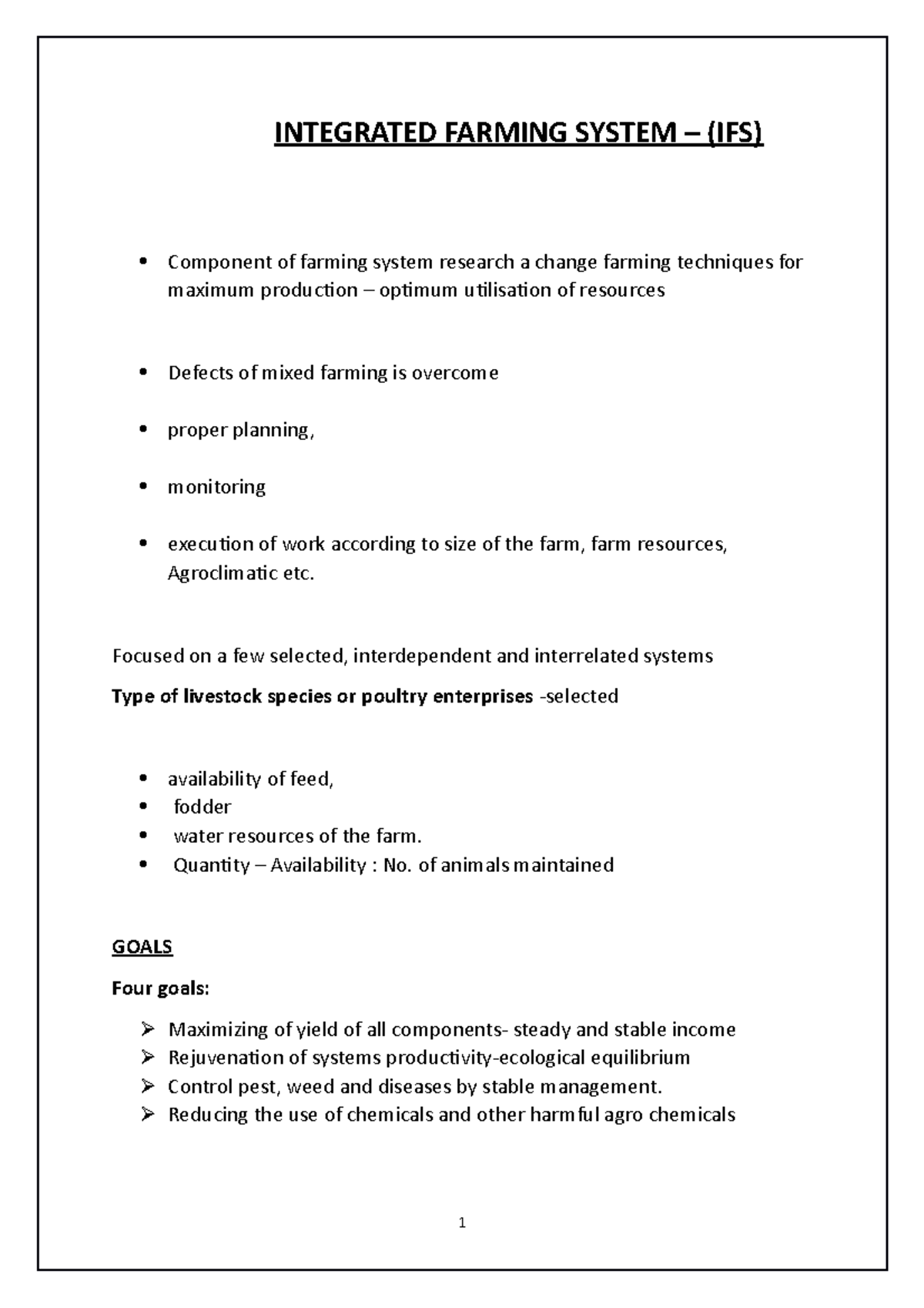 Integrated Farming System - INTEGRATED FARMING SYSTEM – (IFS) Component ...