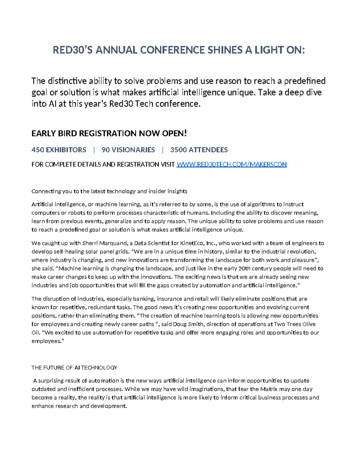 Red30Conference 0303 - practice Microsoft word document. - RED30’S ANNUAL CONFERENCE SHINES A ...