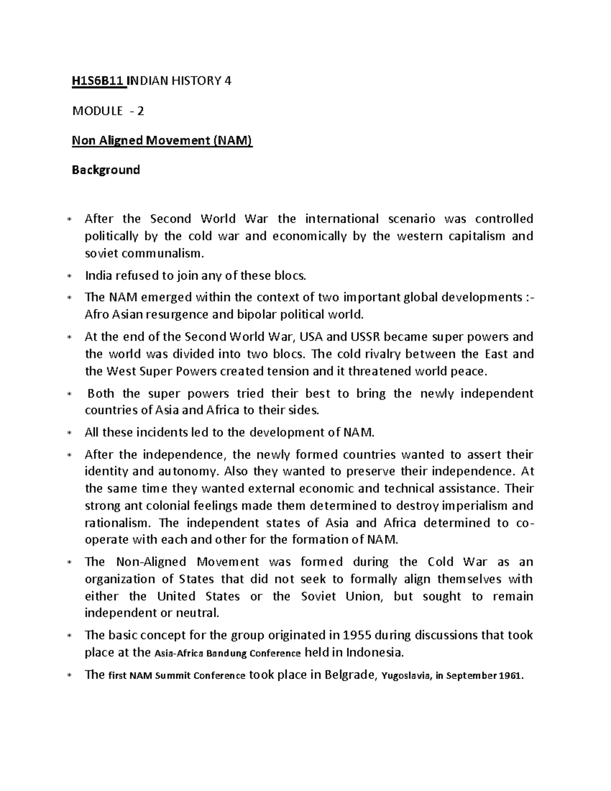 NON Aligned Movement - Usefull - H1S6B11 INDIAN HISTORY 4 MODULE - 2 ...