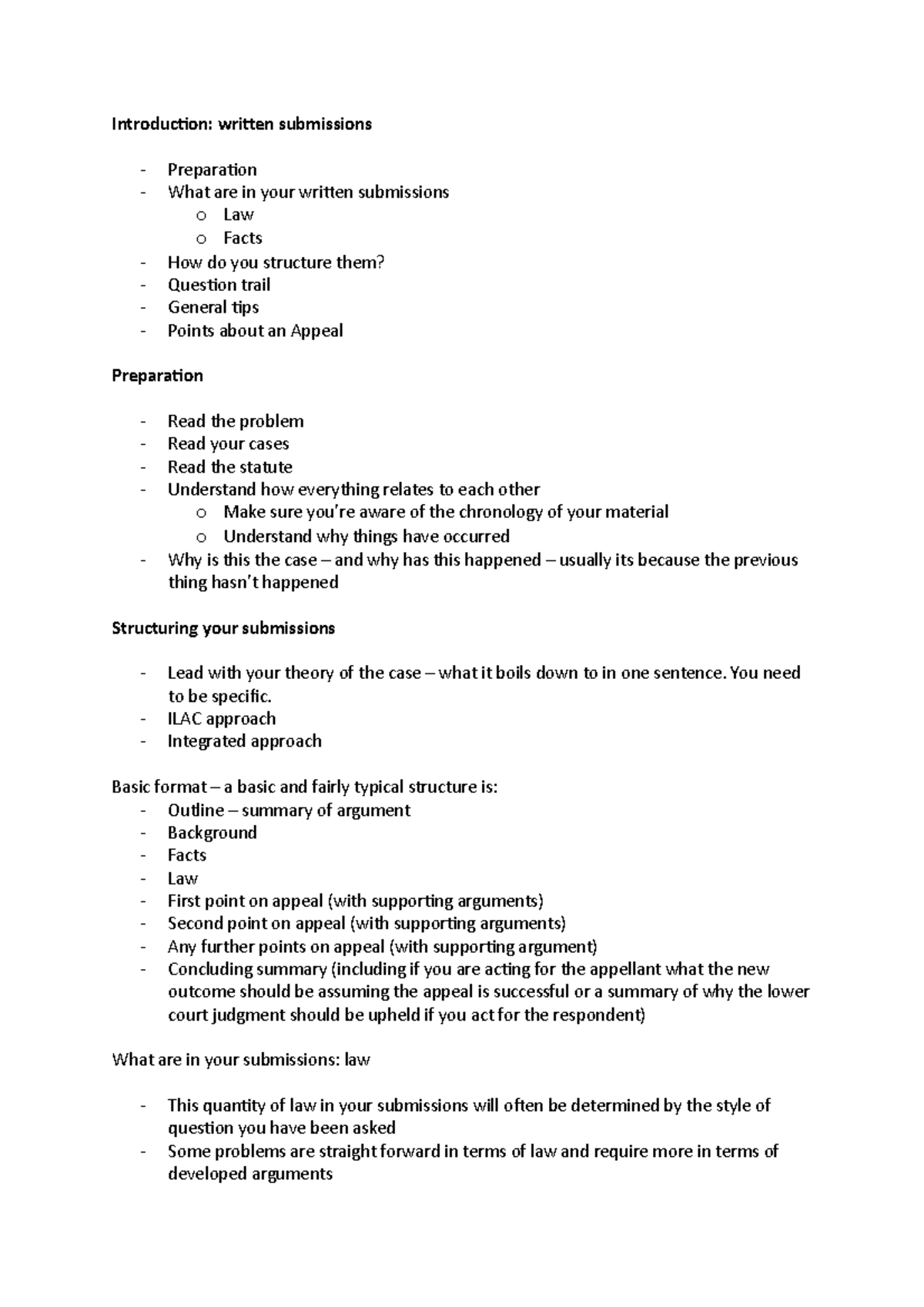Workshop - Introduction: written submissions Preparation What are in ...