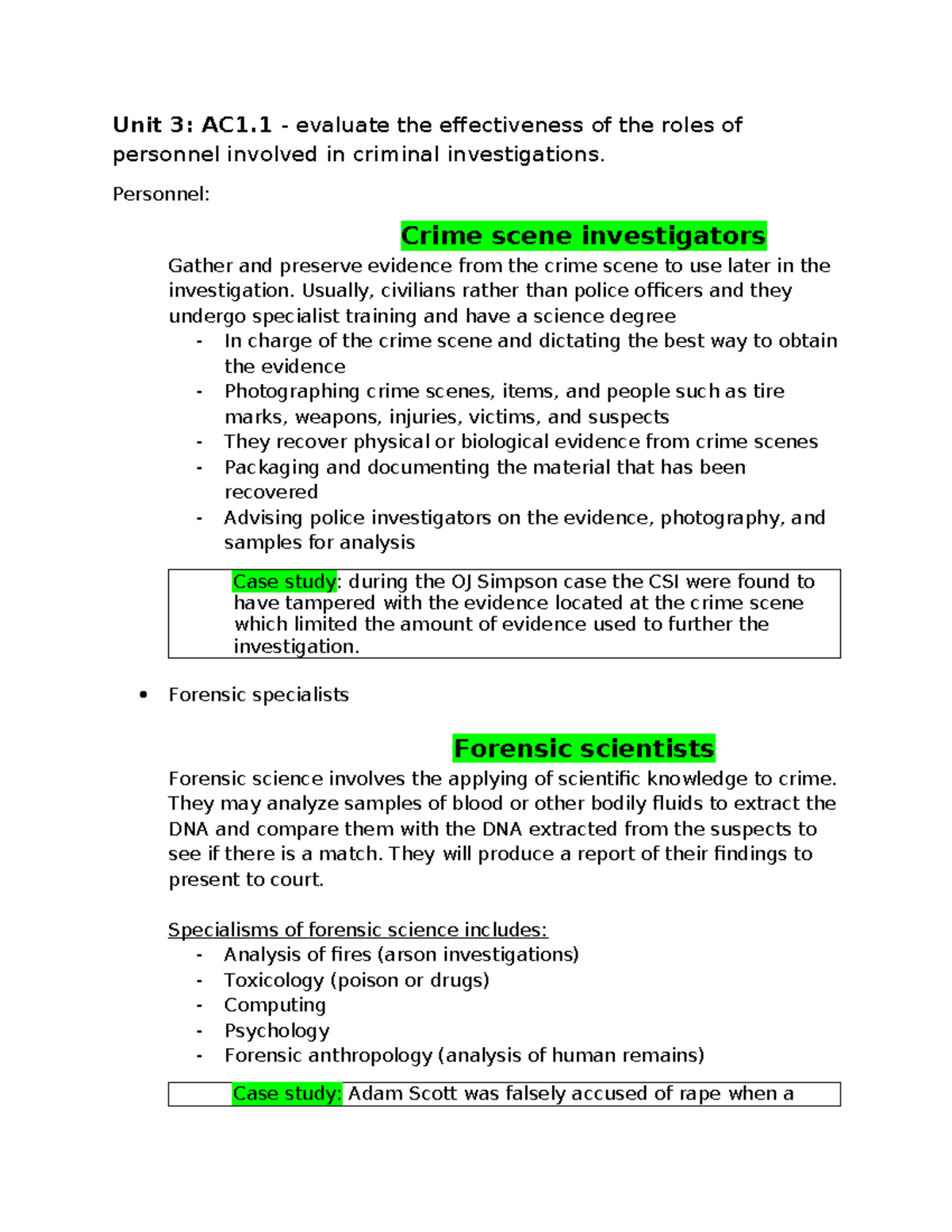 criminology unit 3 AC1.1 - Unit 3: AC1 - evaluate the effectiveness of ...