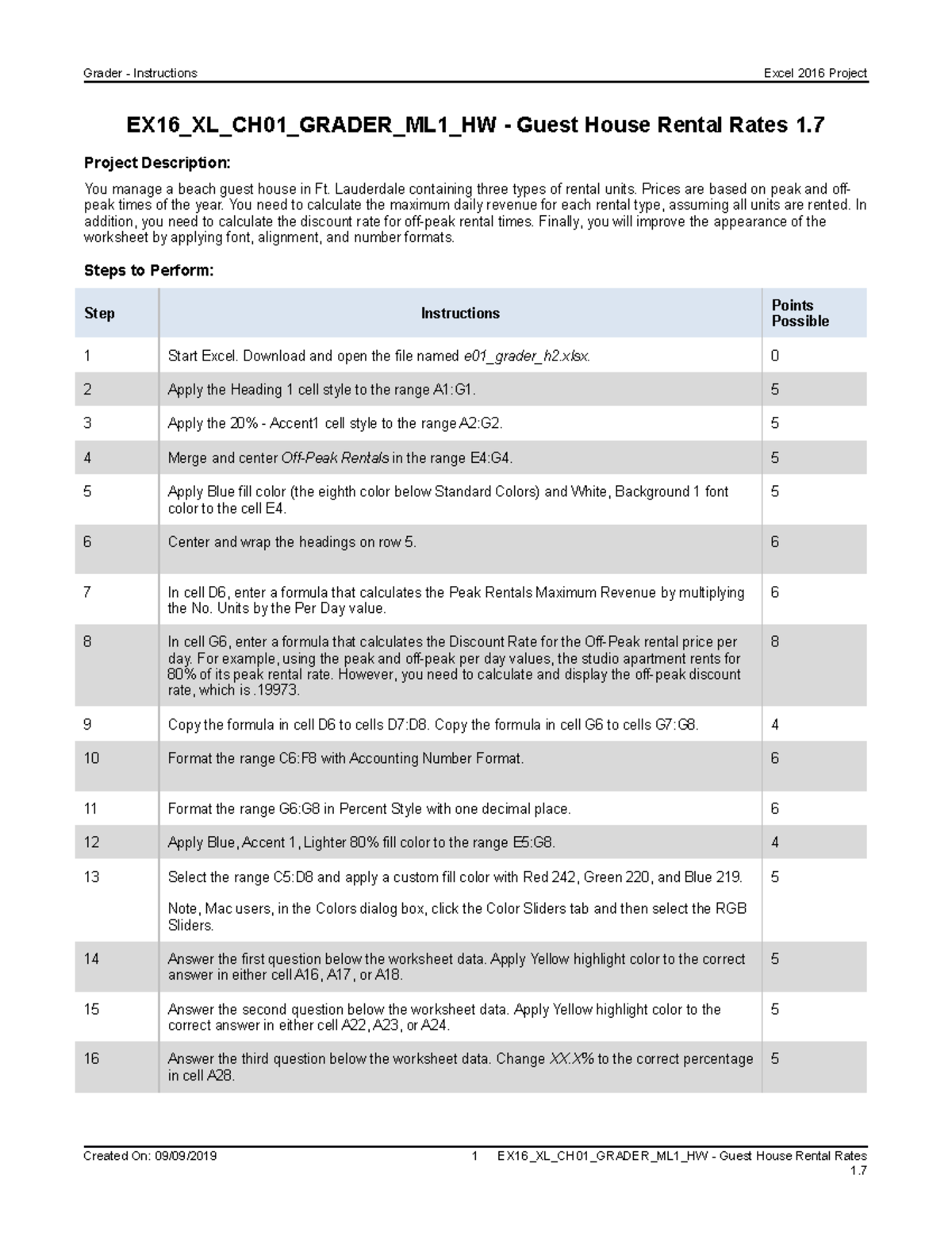 EX16 XL CH01 Grader ML1 HW - Guest House Rental Rates 1 - Grader ...