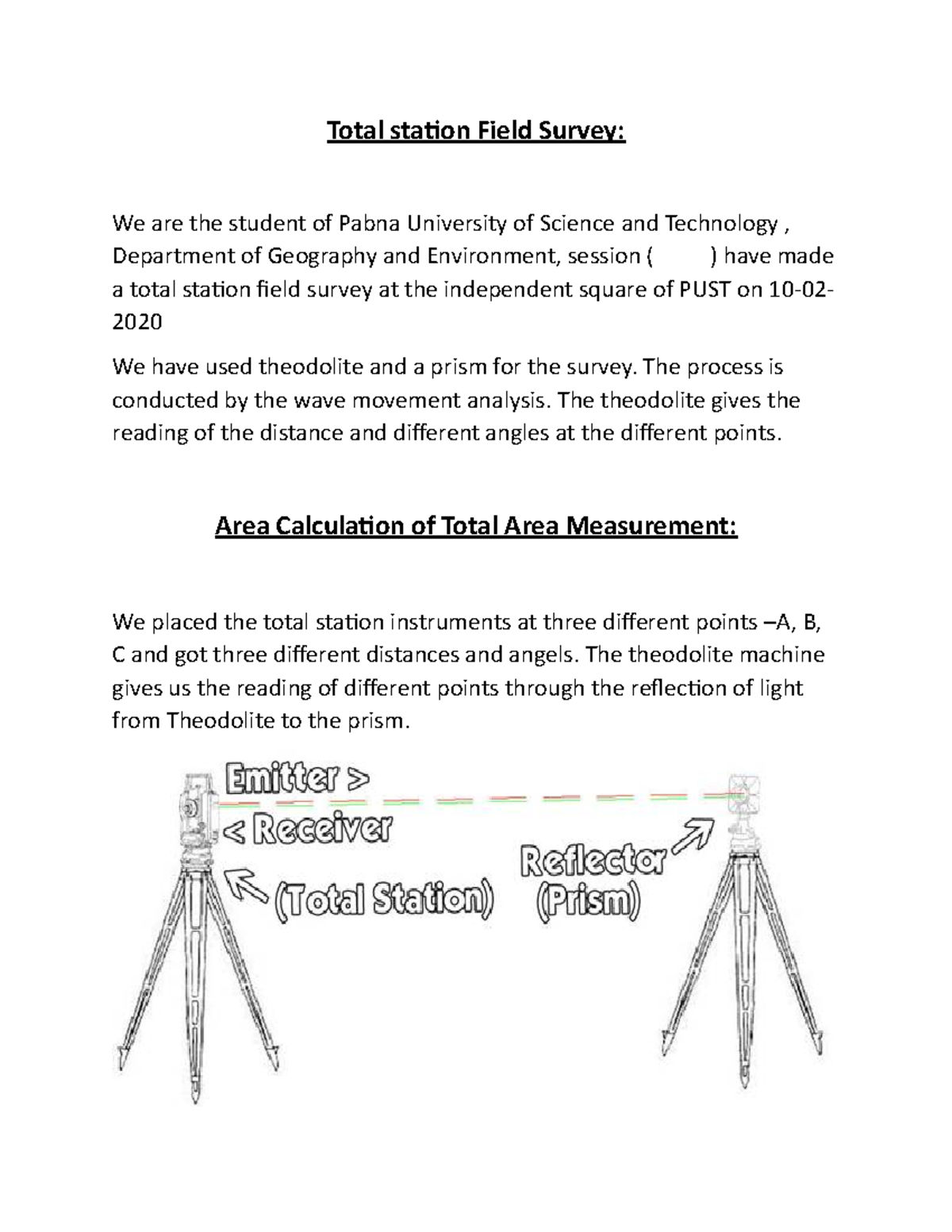 Survy 10012020 - surveying lab report. it is very much helpful - Total ...