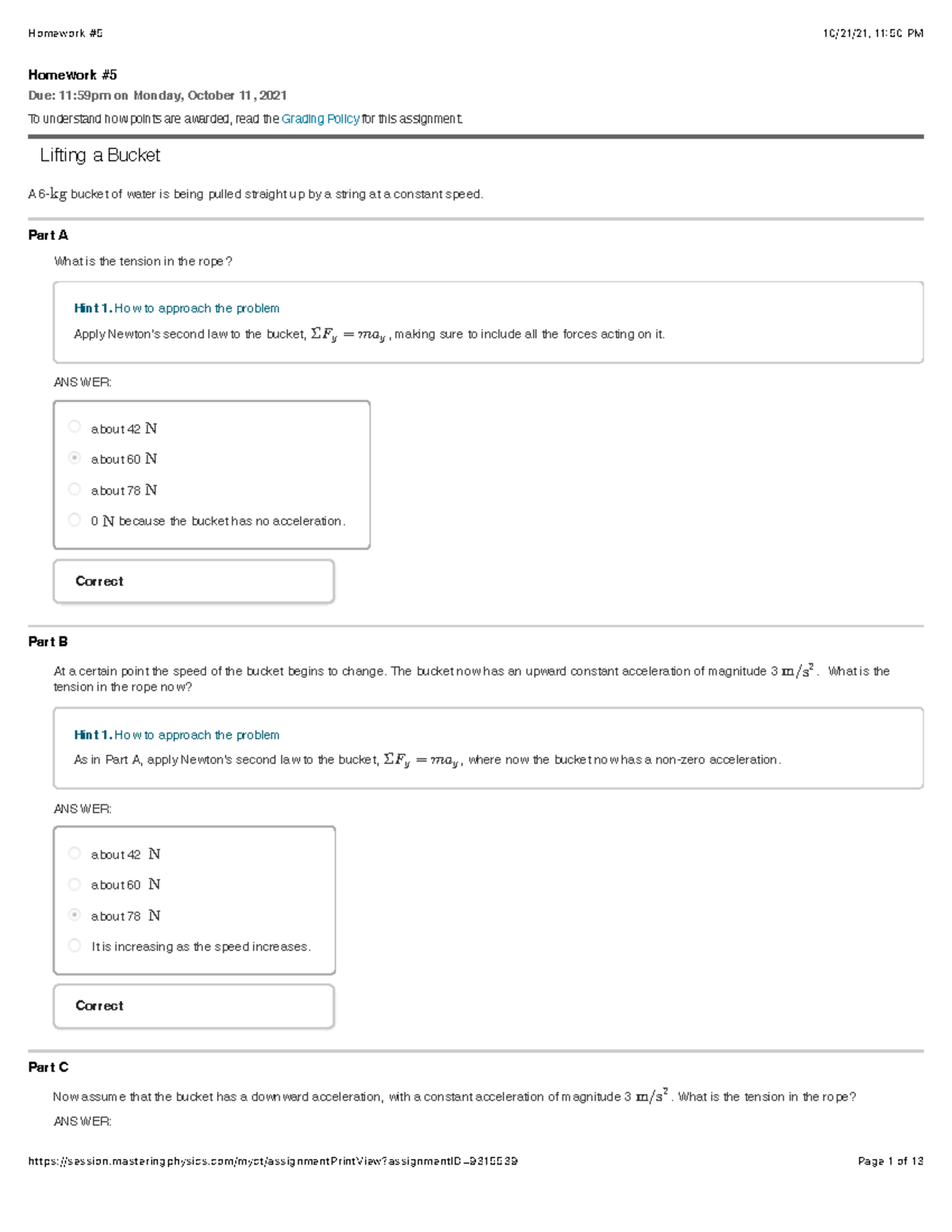 Homework #5 - Homework Due: 11:59pm on Monday, October 11, 2021 To ...