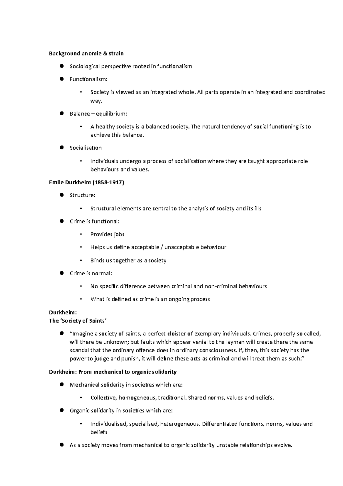 Week 6 - Anomie and Strain theories - Background anomie & strain ...