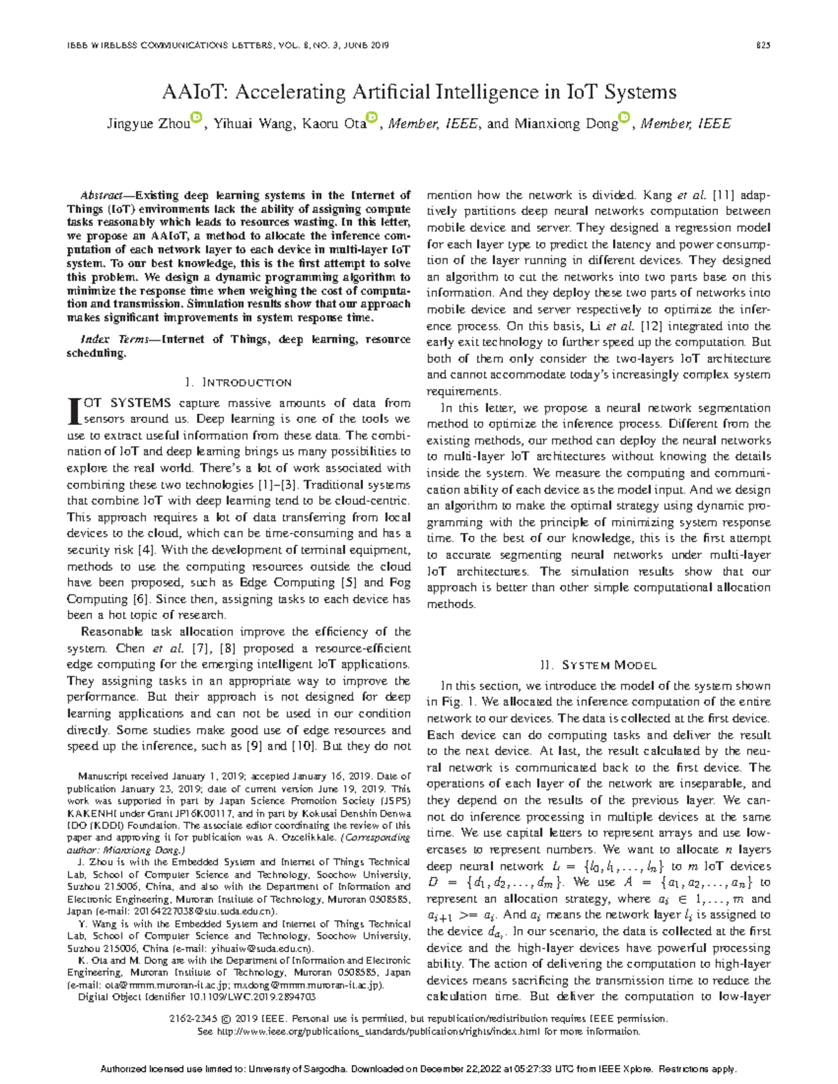 AAIo T Accelerating Artificial Intelligence in Io T Systems - AAIoT ...