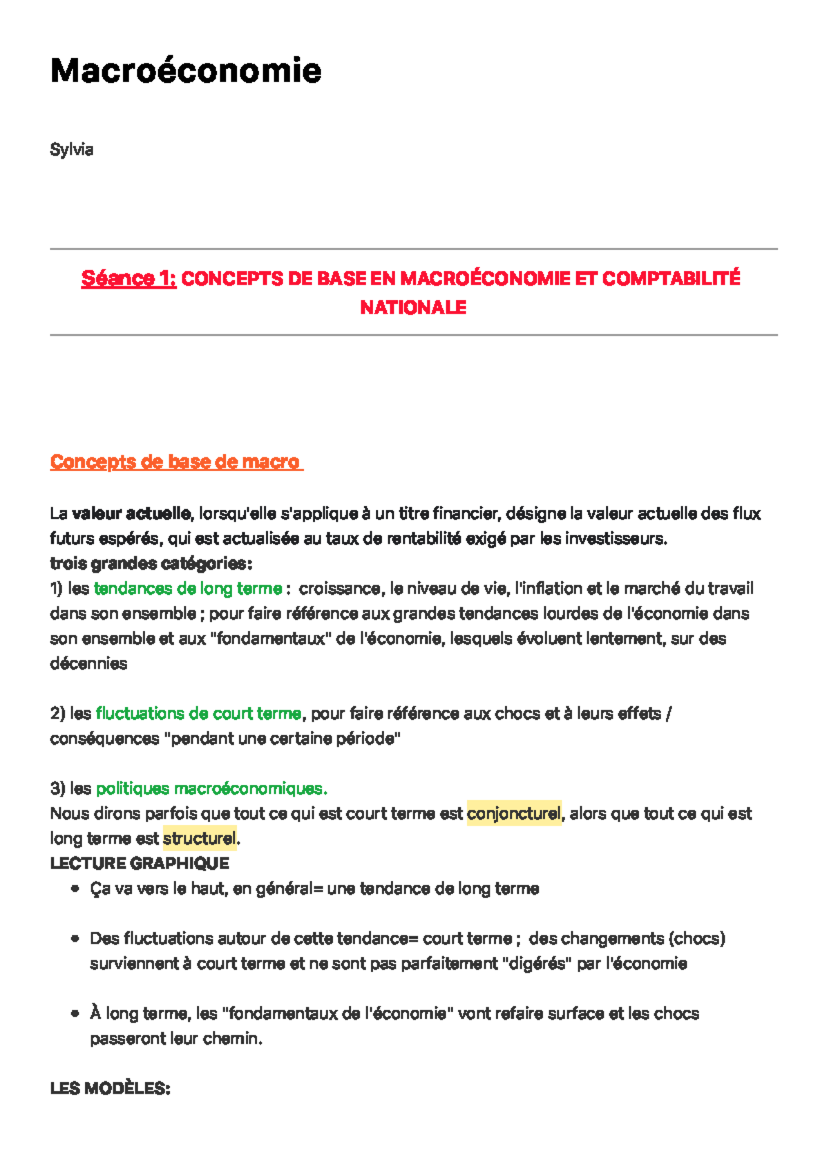 Macroéconomie - Cours de macroéconomie Automne 2022 avec sylvia gutierrez - M a c ro é c o n o m ...