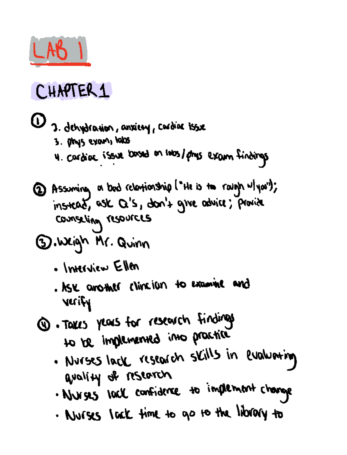 NURS306 Week 1 and 2 Lab Assignments - LABI CHAPTER I 2 dehydration anxiety cardiacissue 3 ...