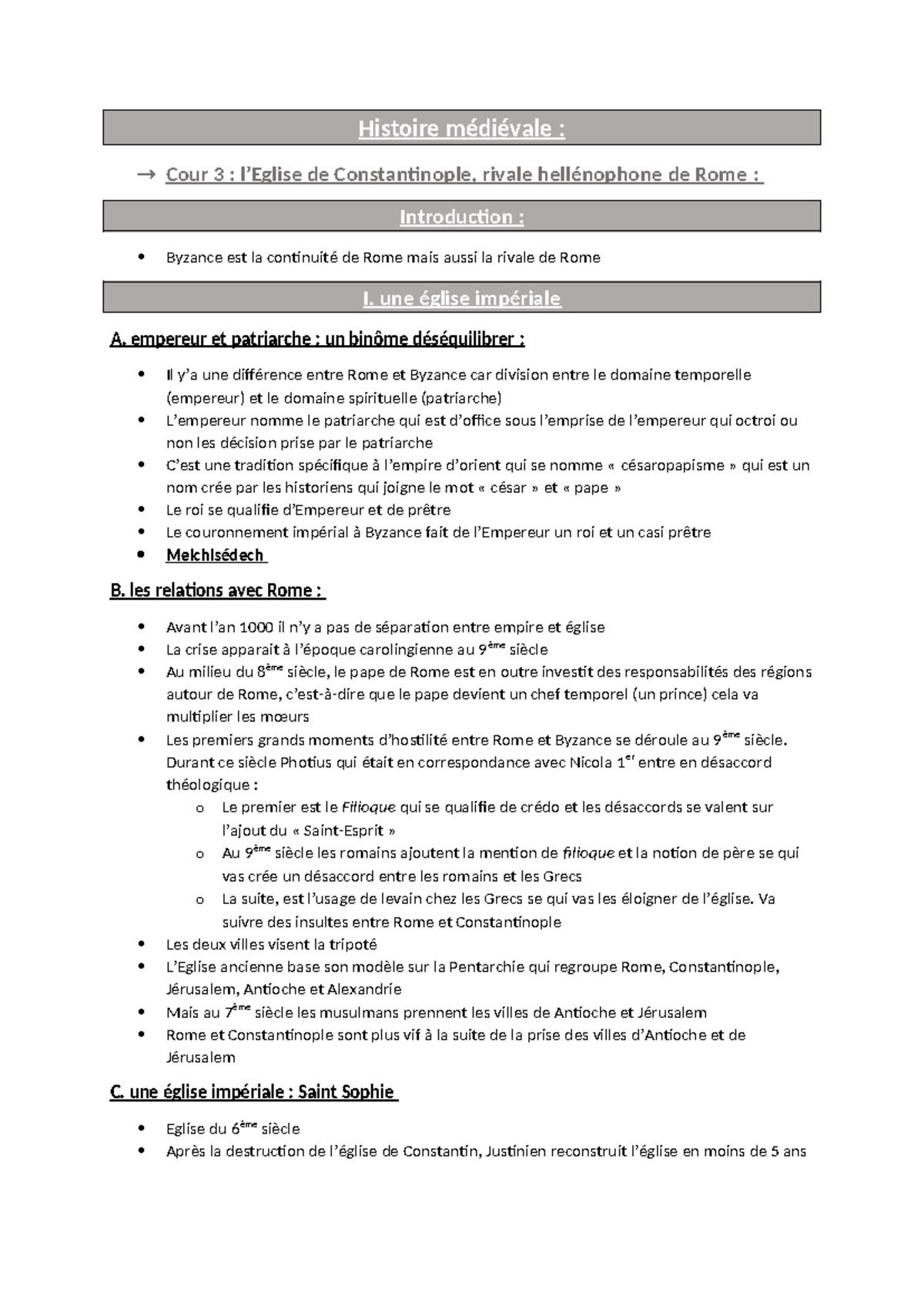 Histoire médiévale (cour 3) - Histoire médiévale : Cour 3 : l’Eglise de ...