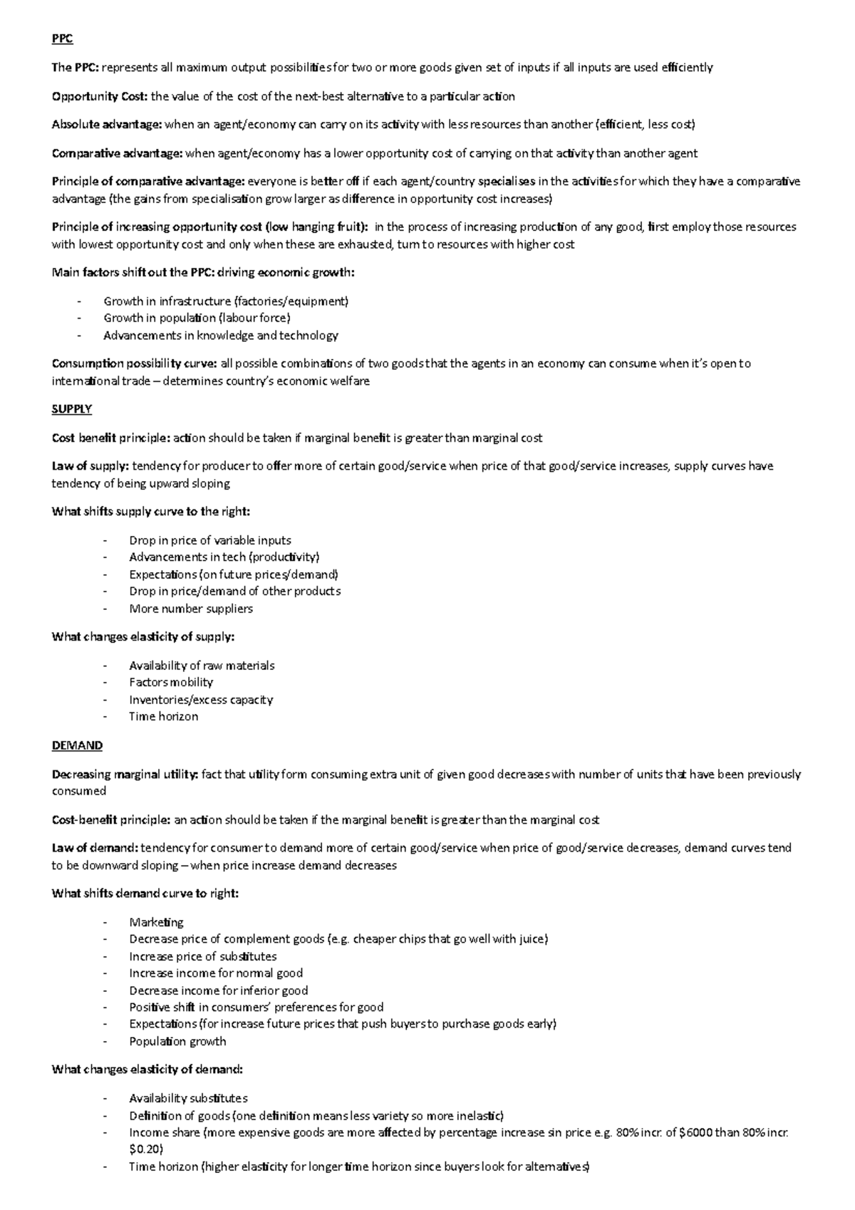 Definitions and notes for exam - PPC The PPC: represents all maximum ...