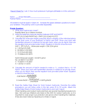 Lab 4 Report Sheet for how much hydrogen peroxide is in commercial ...