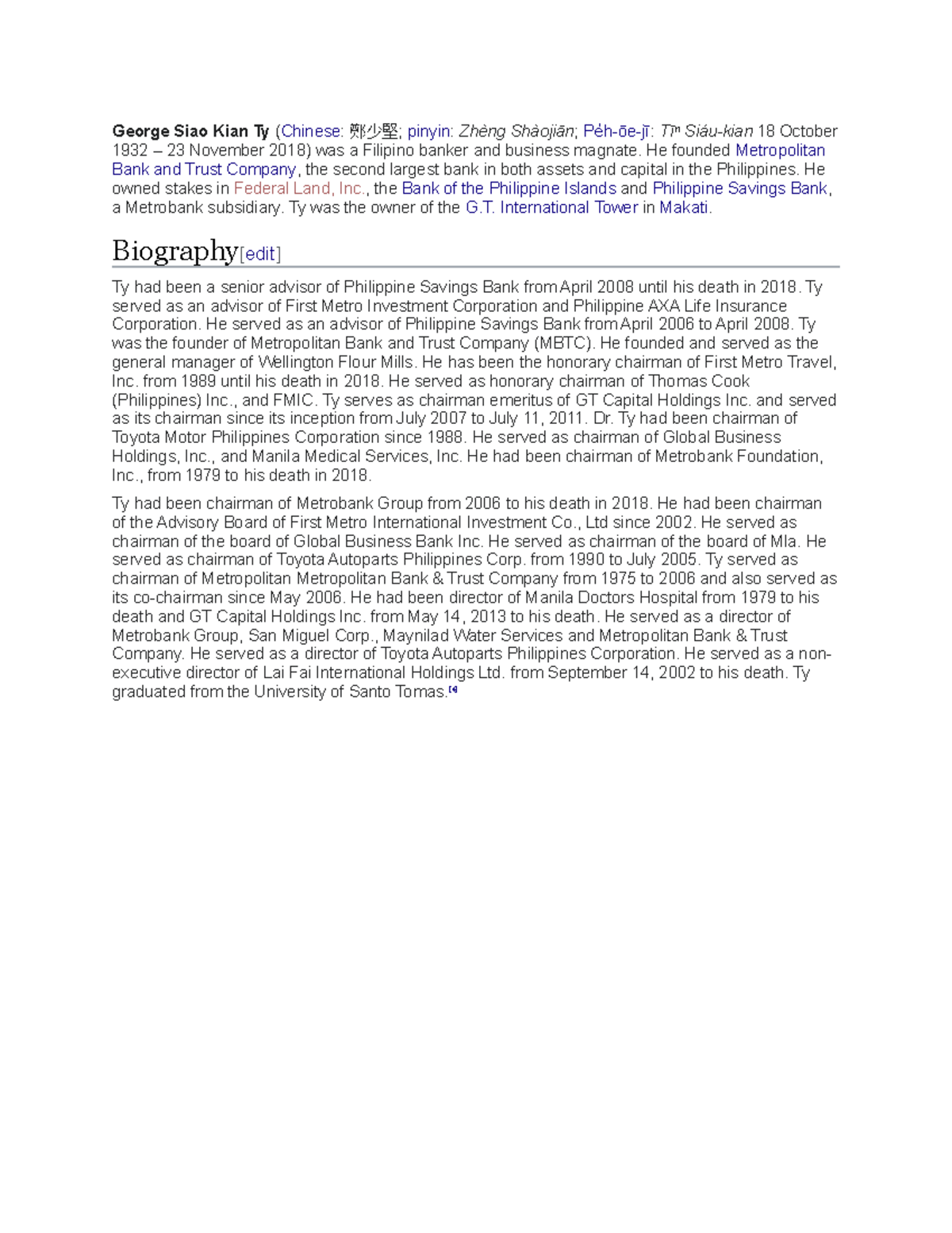 Ty - You can use this as reference. - George Siao Kian Ty (Chinese: 鄭少堅 ...