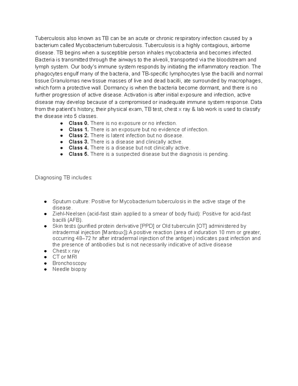 Mod 6 Discussion - assignments - Tuberculosis also known as TB can be ...