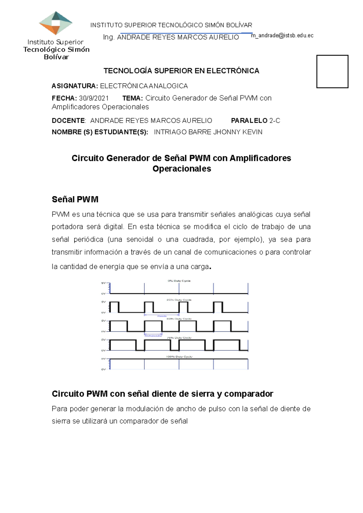 Lección Amplificadores Operacionales - INSTITUTO SUPERIOR TECNOLÓGICO ...