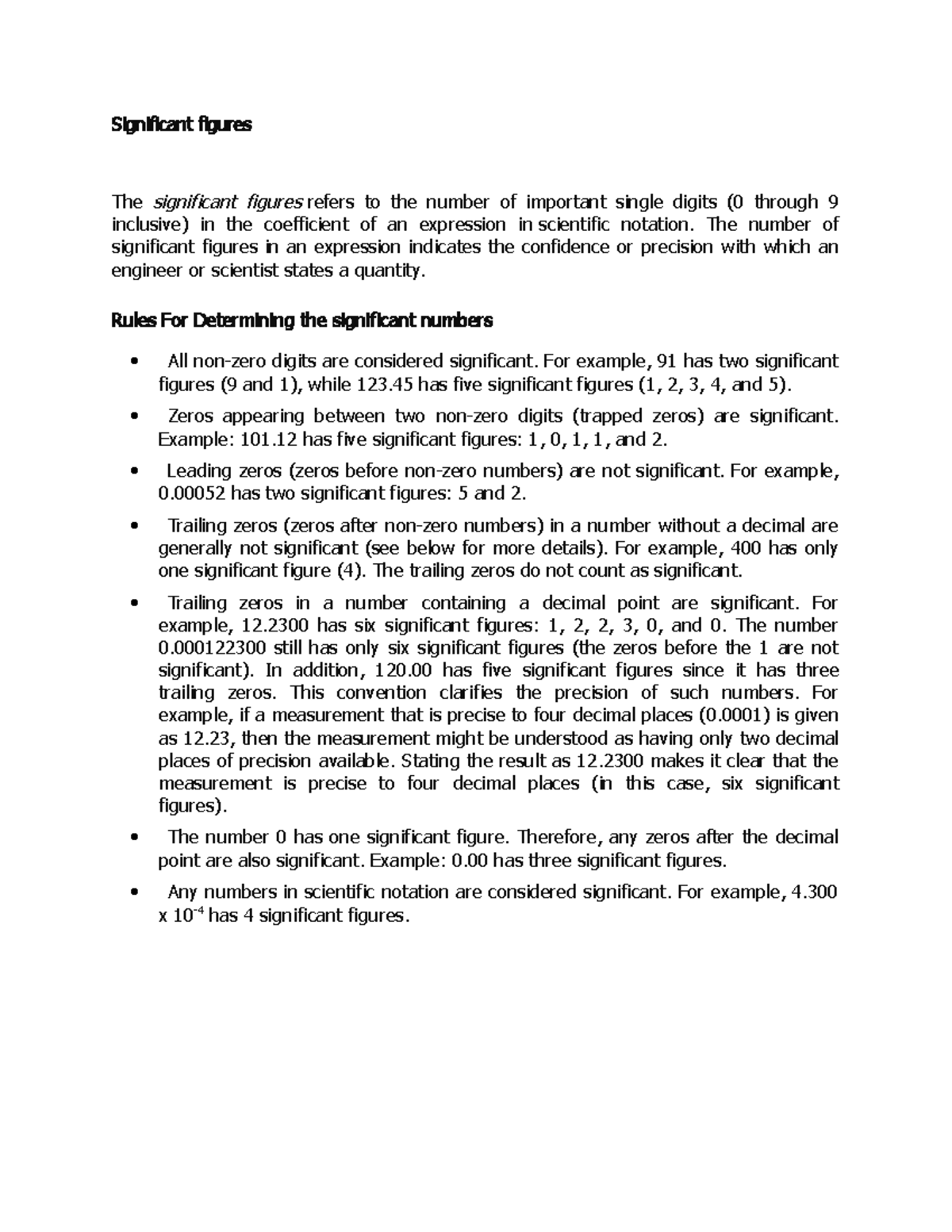 Significant figures - Lecture notes 1 - Significant figures The ...