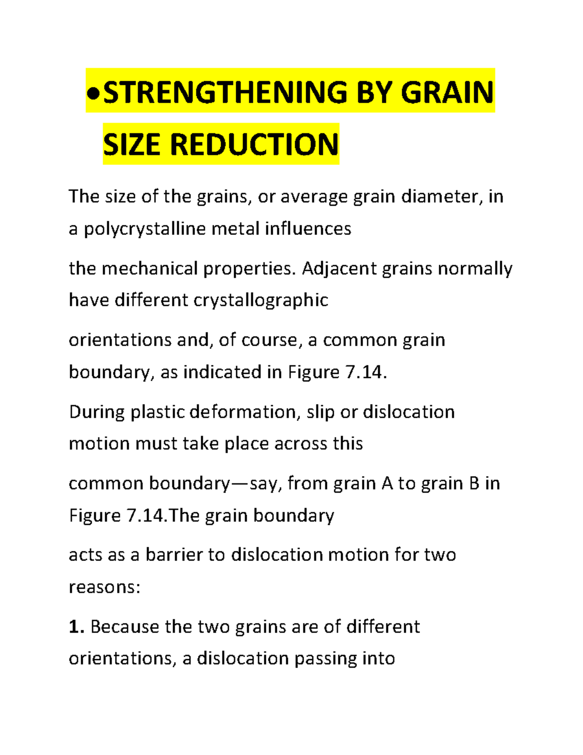 Strengthening BY Grain SIZE Reduction - STRENGTHENING BY GRAIN SIZE ...