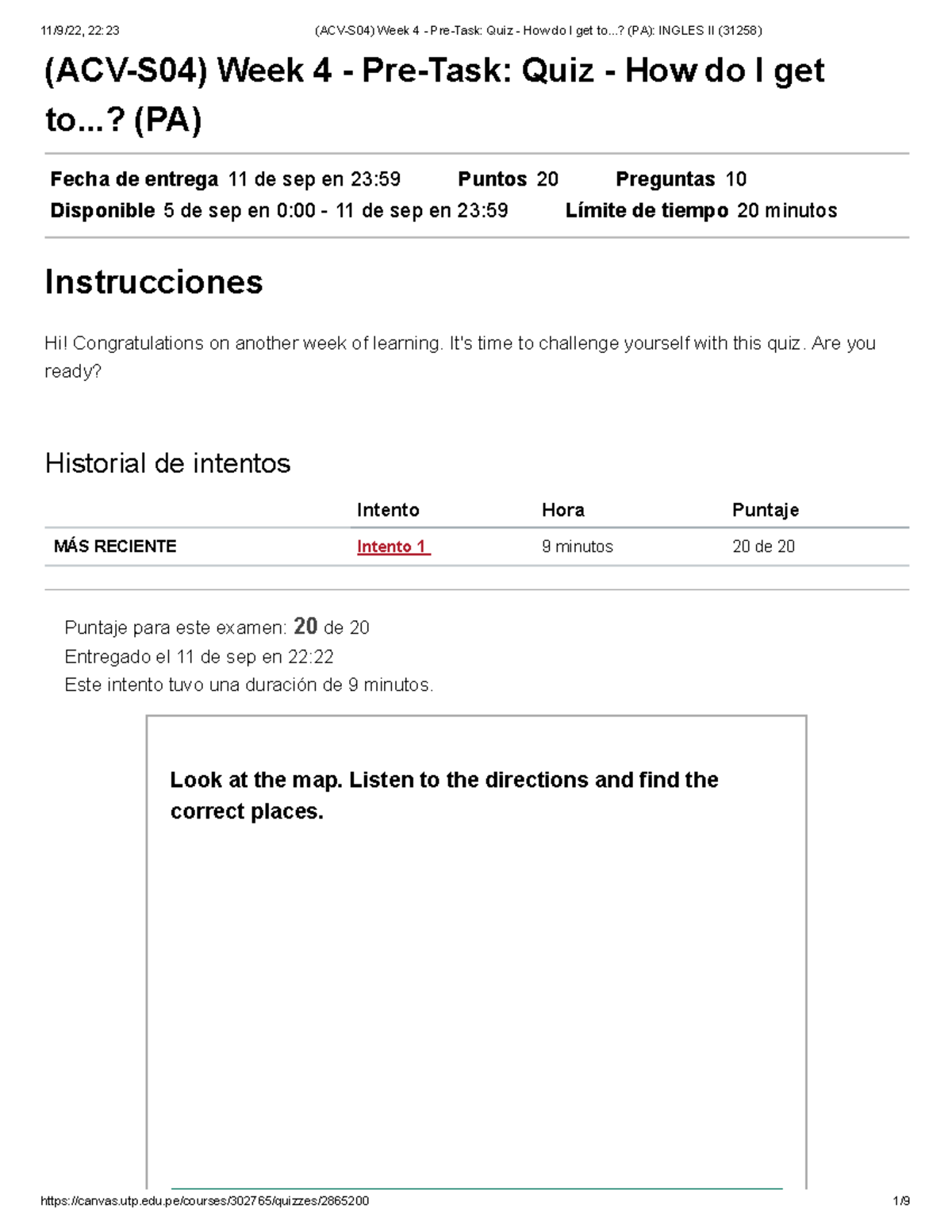 (ACV-S04) Week 4 - Pre-Task Quiz - How do I get to... (PA) Ingles II - (ACV-S04) Week 4 - Pre ...