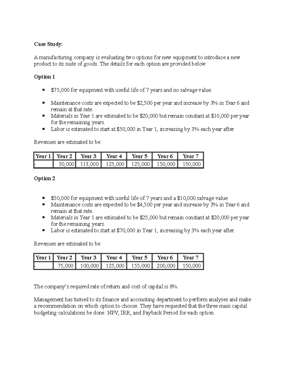 Writter assignment 6 - Case Study: A manufacturing company is ...