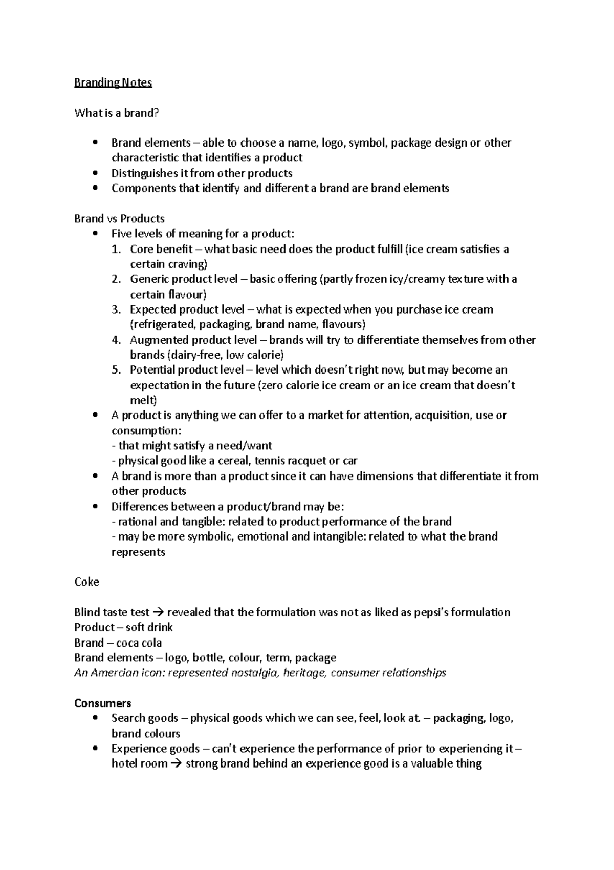 Lecture 1 BG SPR2021-merged - Branding Notes What is a brand? Brand ...