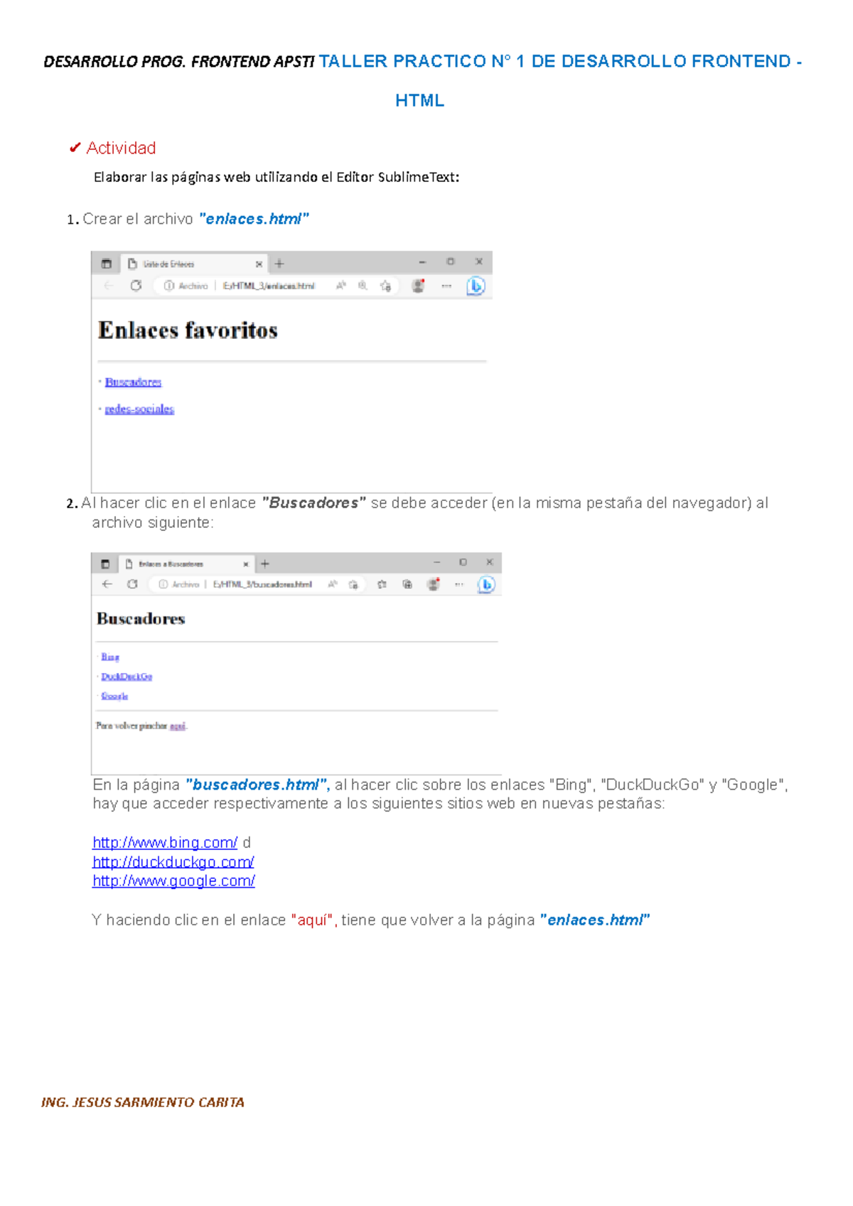 Taller Practico 1 DE Desarrollo Frontend - HTML5 - DESARROLLO PROG. FRONTEND APSTI TALLER ...