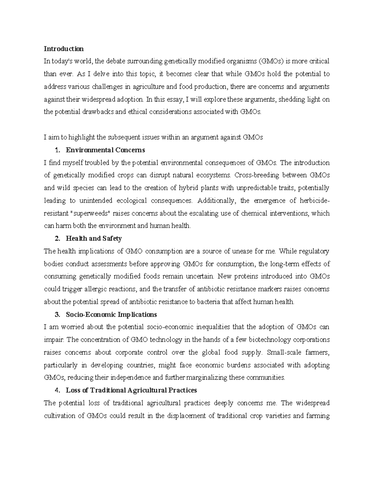 GMO - Introduction In today's world, the debate surrounding genetically modified organisms (GMOs ...