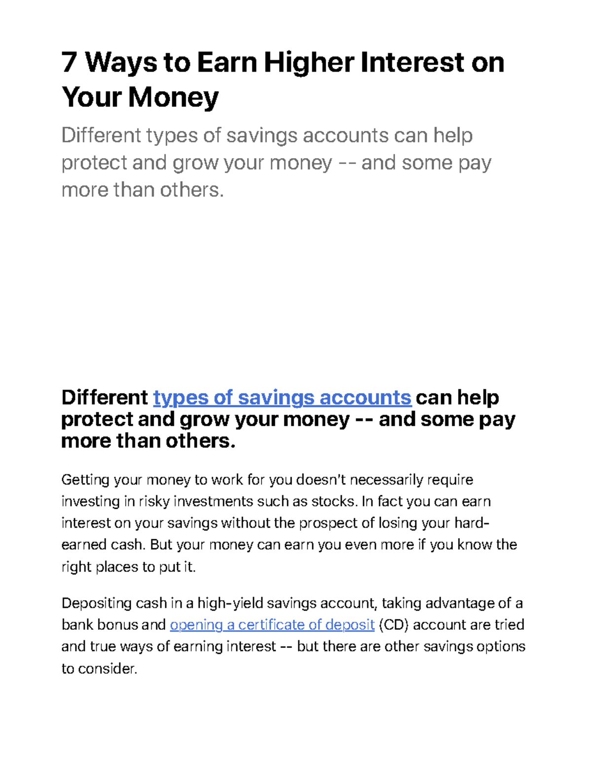 7 Ways to Earn Higher Interest on Your Money - CNET Money - 7 Ways to ...