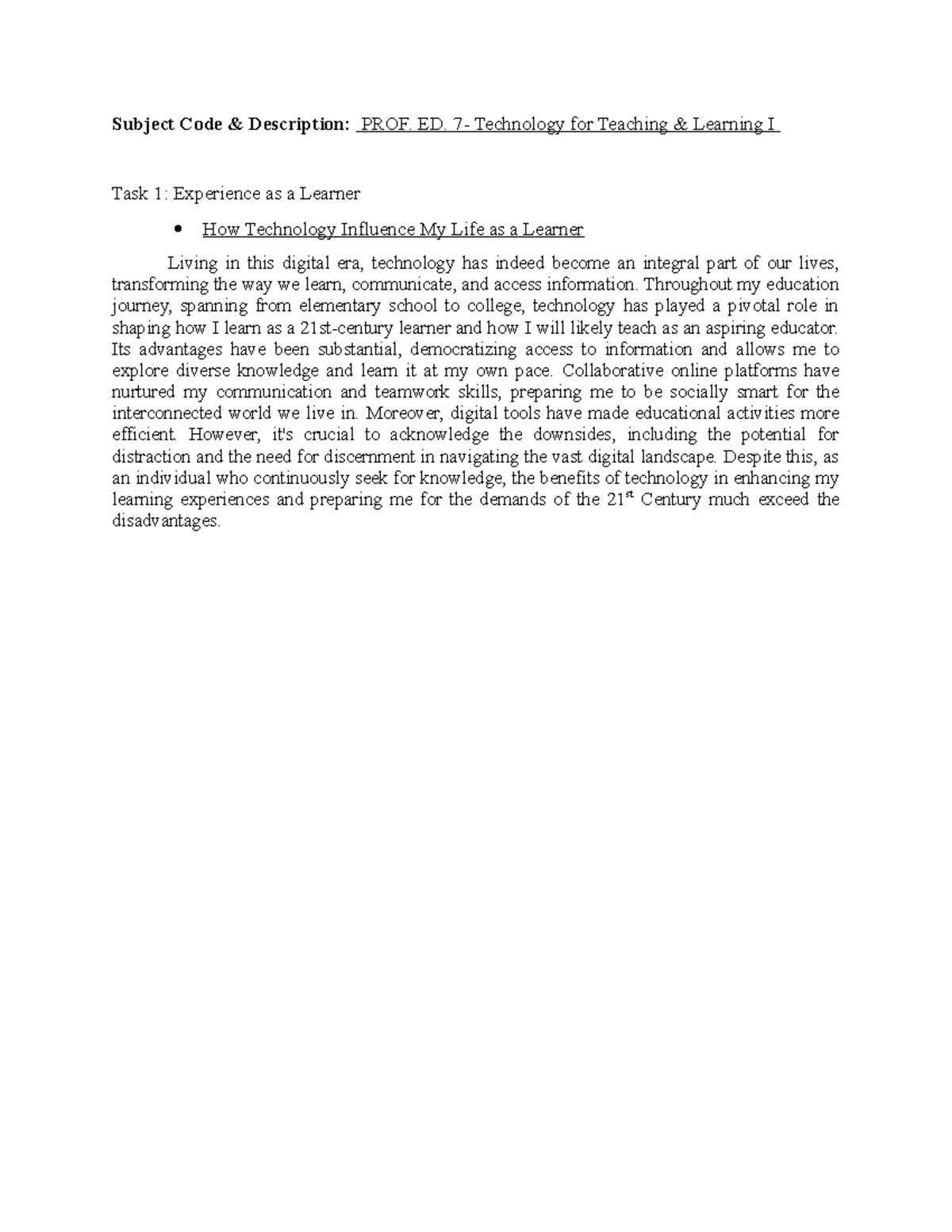 Profed 7 - all of these were only for review purposes - Subject Code ...