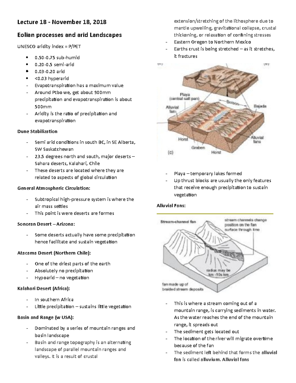 Lecture 18 - Eolian processes and arid Landscapes - Lecture 18 - November 18, 2018 Eolian ...