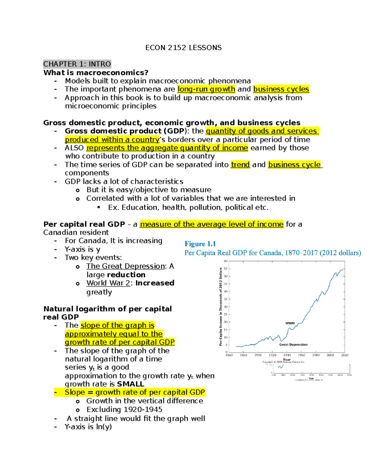 ECON 2152 Lessons - notes - ECON 2152 LESSONS CHAPTER 1: INTRO What is ...