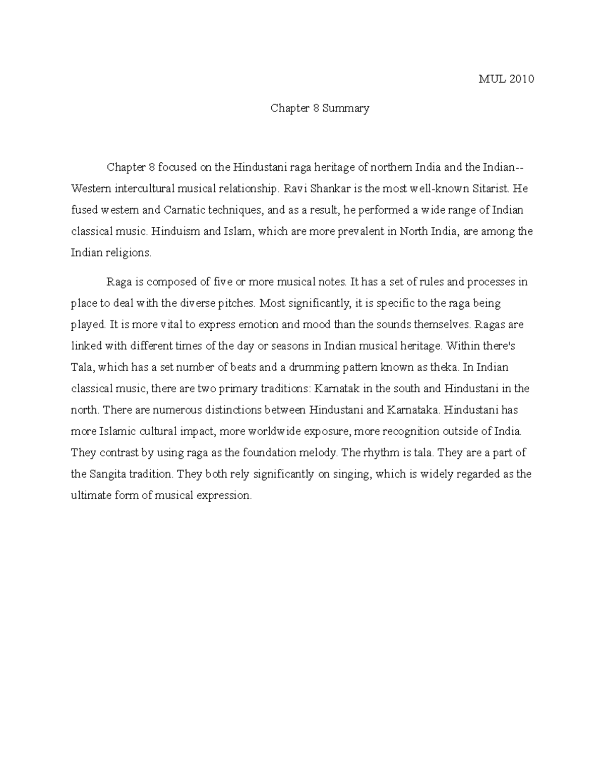 Chapter 8 Summary: India - MUL 2010 Chapter 8 Summary Chapter 8 focused ...