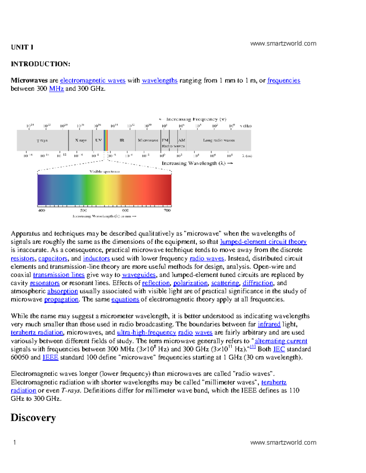 Microwave Engineering - UNIT I INTRODUCTION: Microwaves are ...
